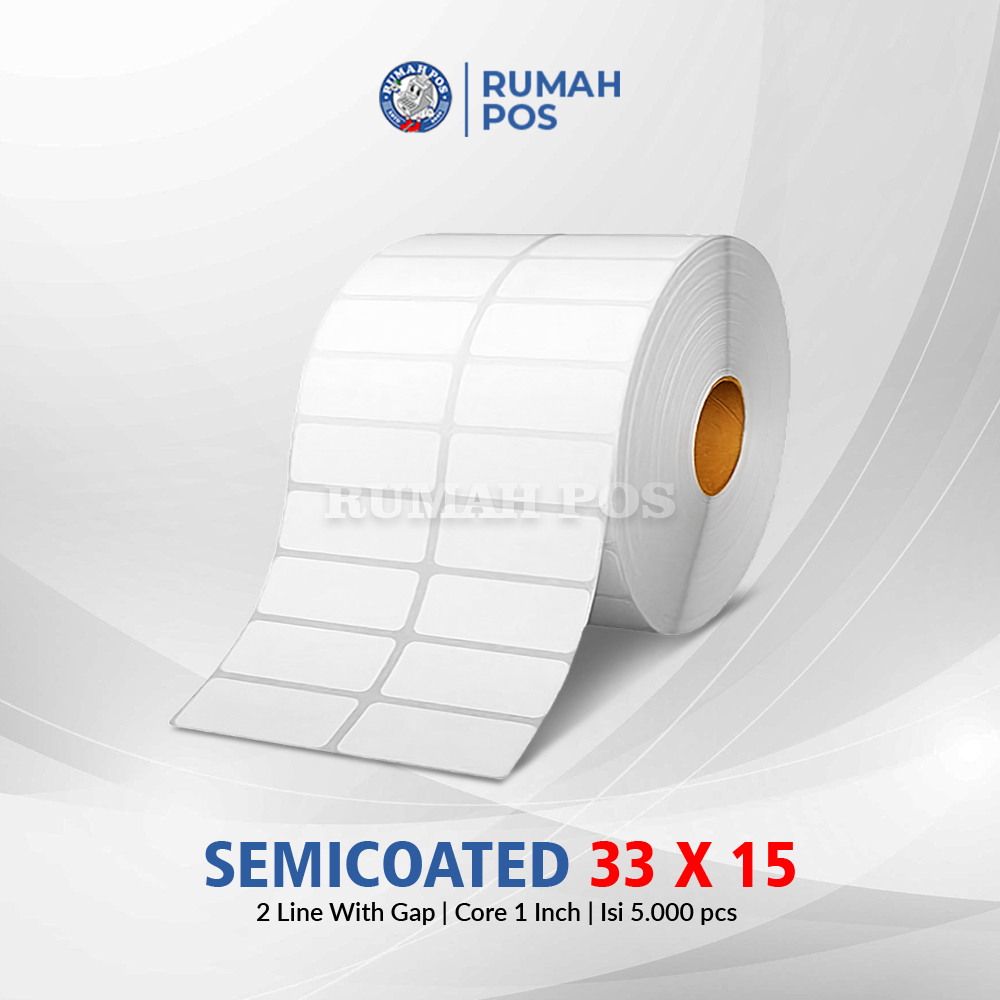 Jual Label Stiker Barcode SEMICOATED 33x15 Core Kecil Isi 5000 pcs ...