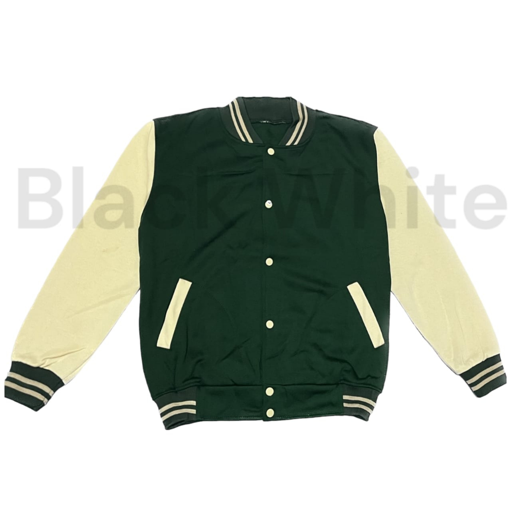 Jual Jaket Baseball Kancing Varsity Polos Pria dan Wanita Fleece Tebal ...