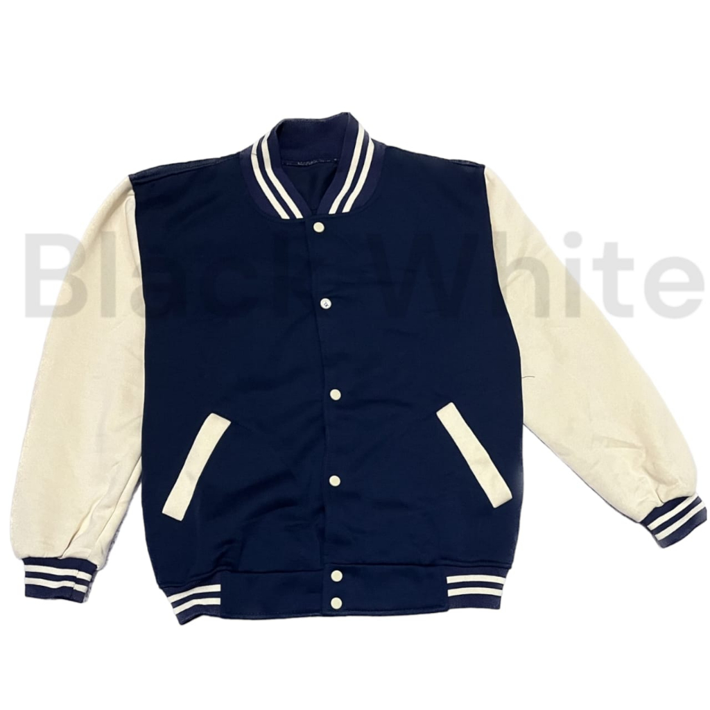 Jual Jaket Baseball Kancing Varsity Polos Pria dan Wanita Fleece Tebal ...