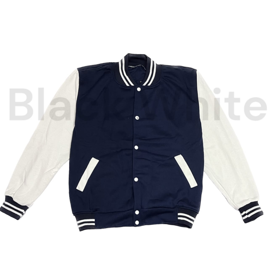 Jual Jaket Baseball Kancing Varsity Polos Pria dan Wanita Fleece Tebal ...