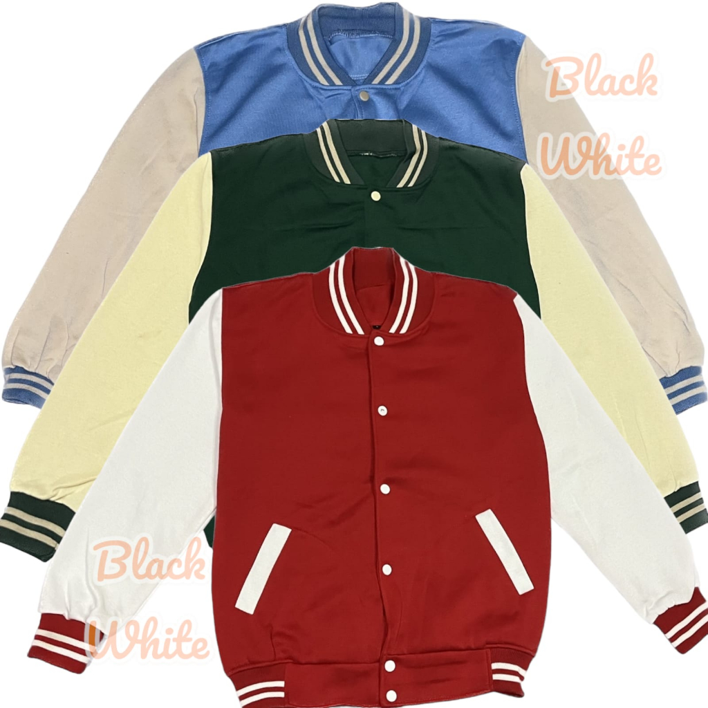 Jual Jaket Baseball Kancing Varsity Polos Pria dan Wanita Fleece Tebal ...