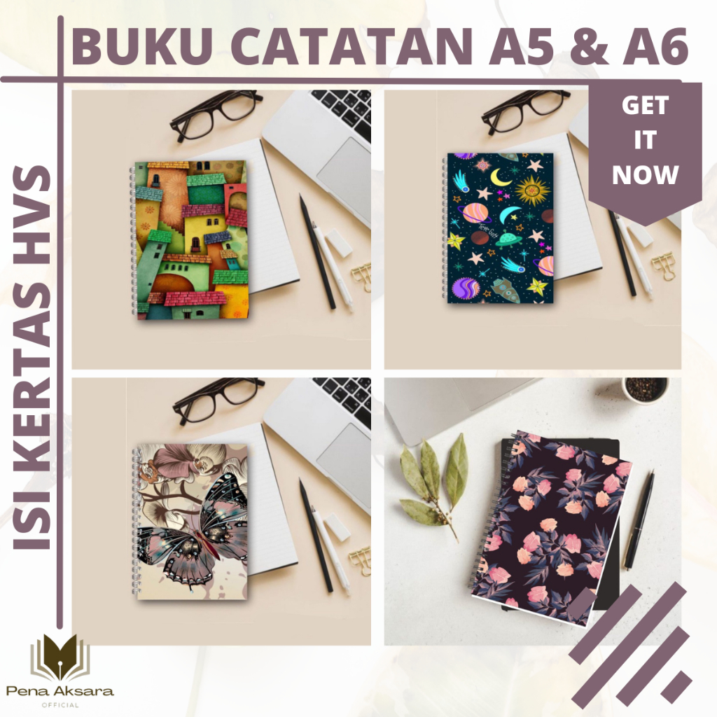 Jual Buku Catatan Notebook HVS A5 dan A6 Motif dan Isi Varian (Polos ...