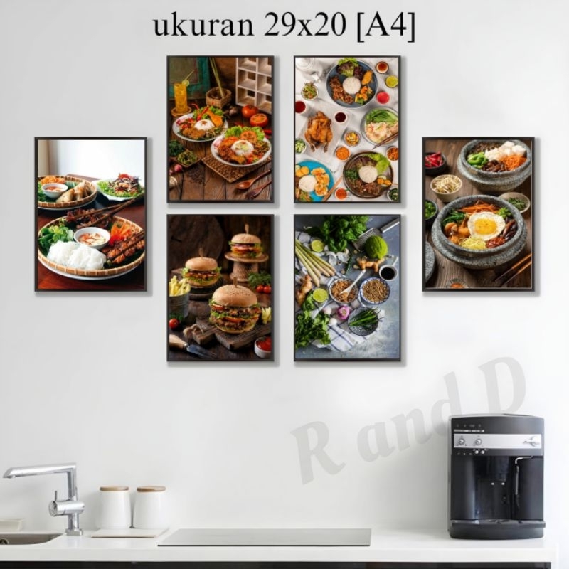 Jual hiasan dinding rumah makan gambar masakan ukuran A4, dekorasi ...