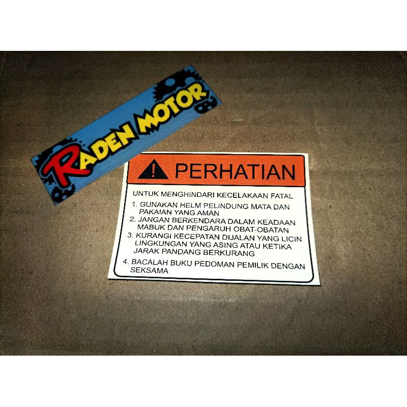 Jual Stiker Sticker Label PERHATIAN Suzuki Satria 2tak Hiu Lumba / Spin ...