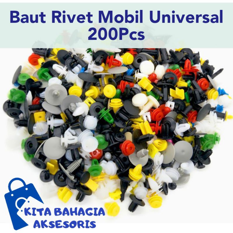 Jual Baut Rivet Mobil Clip Body Mobil Universal 200Pcs Multiwarna ...
