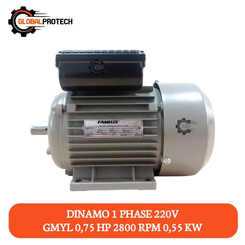 Jual Dinamo 0,75 HP 2800 RPM Famoze Pro 1 Phase 220V 3/4 PK Tipe GMYL Elektro Motor Dinamo ...