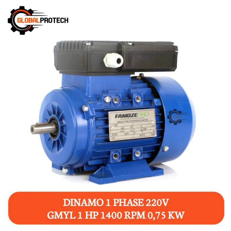 Jual Dinamo Listrik 1 HP 1400 RPM / 1 HP 2800 RPM Famoze Pro 1 Phase 0,75 KW Tipe GMYL Elektro ...