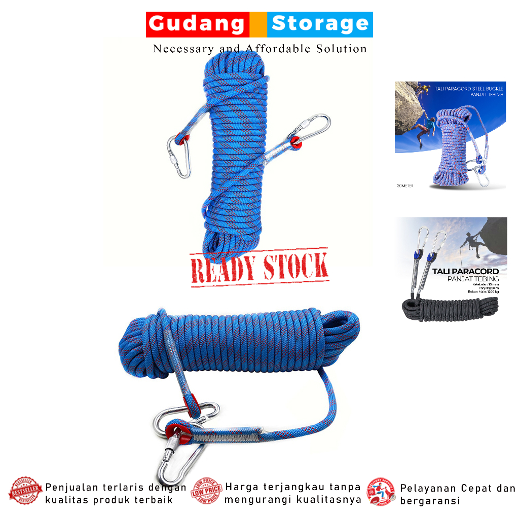 Jual [PROMO] Tali Panjat Tebing Tali Paracord 10 Meter Panjang Tebing ...