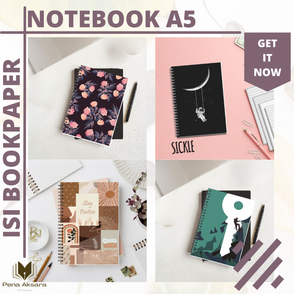 Jual Buku Catatan Notebook A5 Kertas Bookpaper Putih Gading Pilih Motif ...