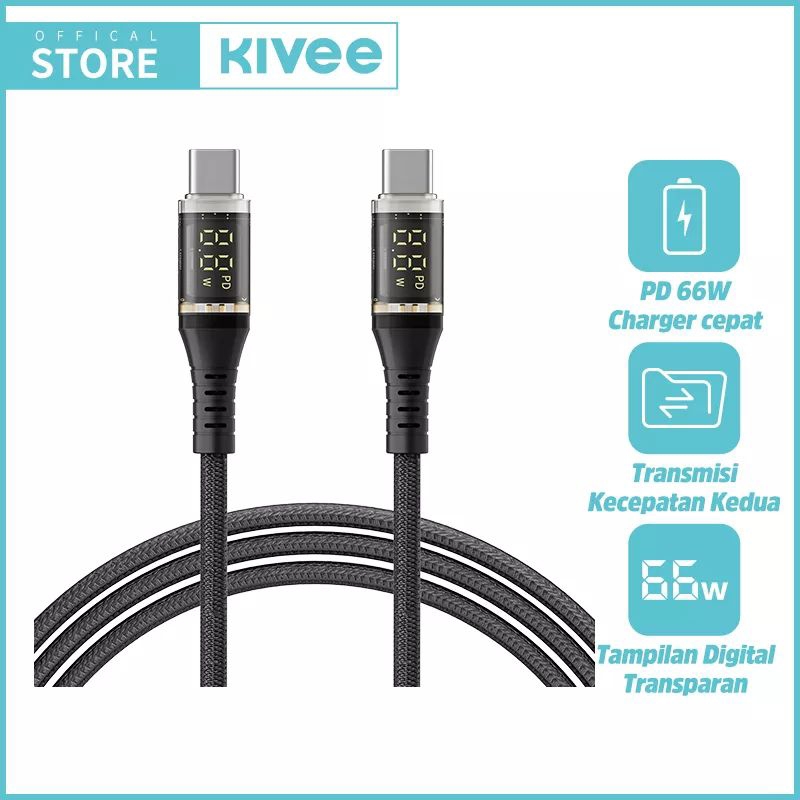 Jual KIVEE KV-CT37 Kabel Data Charger Type-C to Type-C/Lightning PD 66W ...