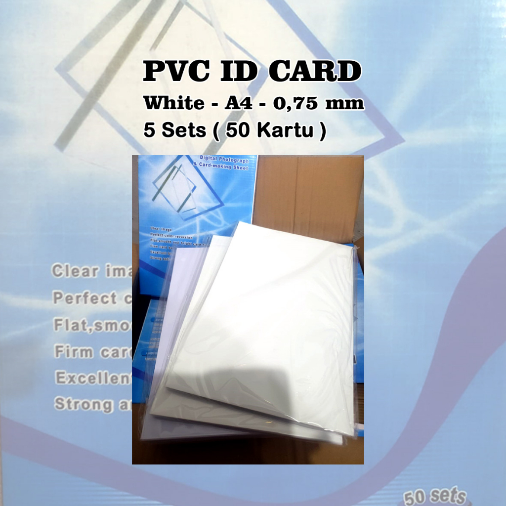 Jual Kertas PVC bahan ID Card Instan A4 isi 5 sets (50 kartu) | Shopee ...