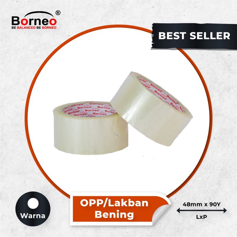 Jual Lakban Borneo OPP tape / Lakban Core Orange Bening / Coklat 48mm x ...