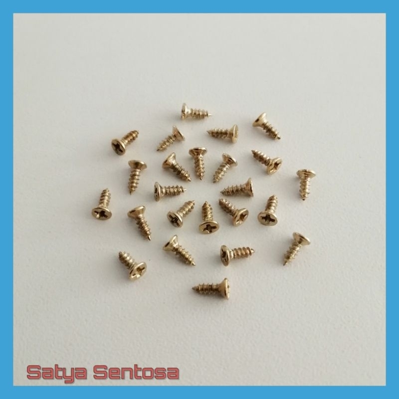 Jual Sekrup Mini Kuning Gold 4 x 6 mm / Sekrup Mini Kecil Kuning 6 mm ...