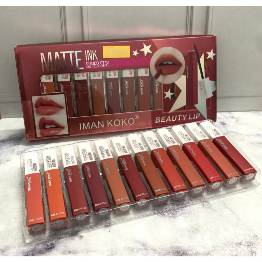 Jual [SET ISI 12] SET LIPGLOSS IMAN KOKO PAPAN SUPERSTAY. | Shopee ...