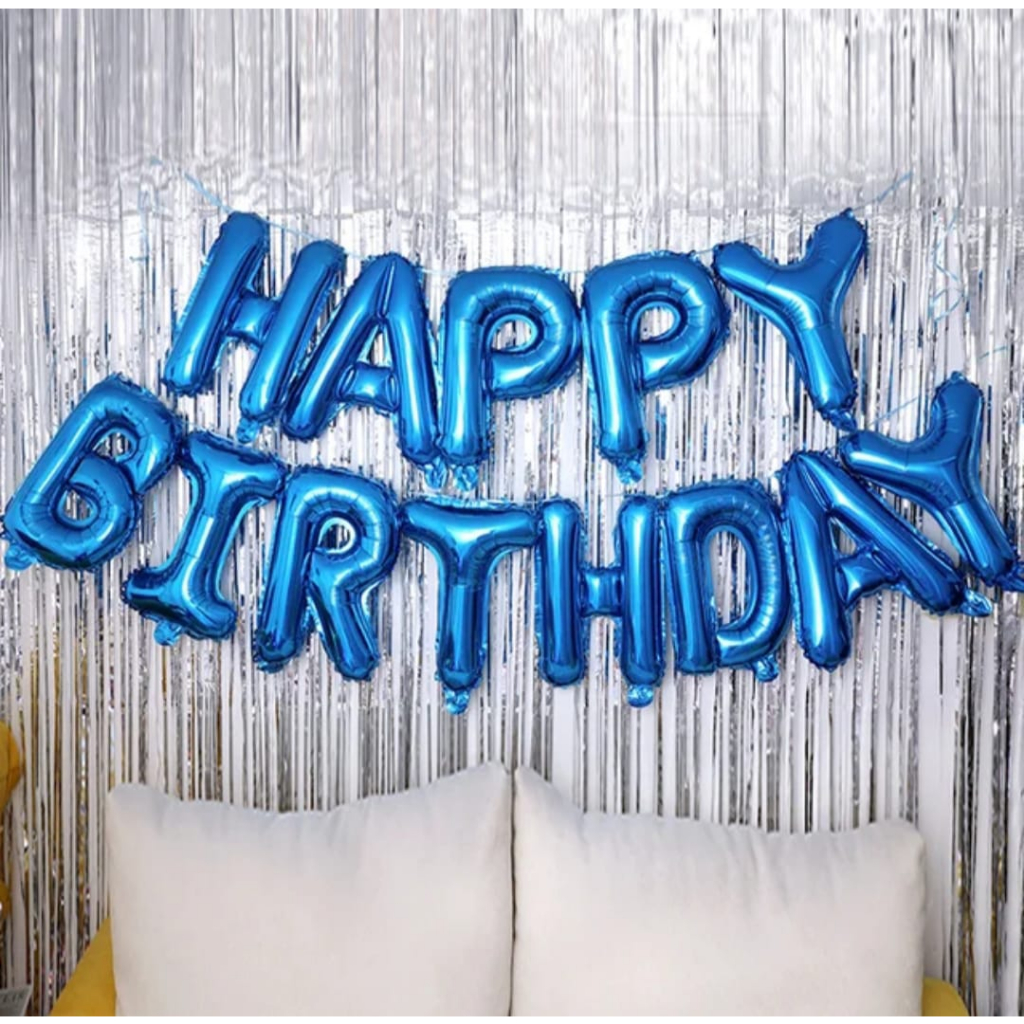 Jual Paket Dekorasi Ulang Tahun Tirai Silver & Balon Tulisan Happy ...