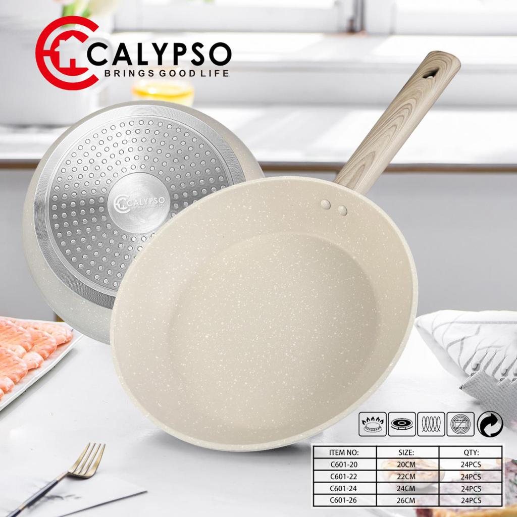 Jual Calypso Fry Pan Marble Anti Lengket Ukuran 20cm 22cm 24cm 26cm ...