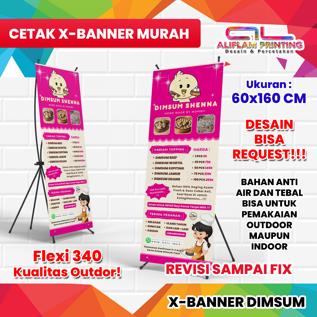 Jual CETAK X-BANNER 340 Kualitas Outdoor | TEMA DIMSUM | Revisi Sampai ...
