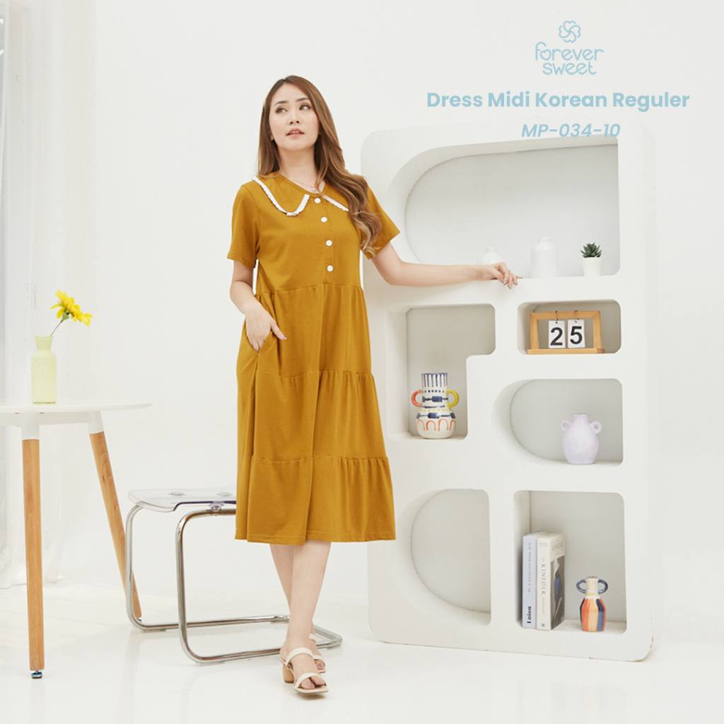 Jual FOREVER SWEET Home Dress Korean Style Daster Midi Wanita | Shopee ...
