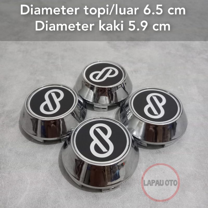 Jual dop velg racing variasi enkei 6.5 cm kerucut chrome harga 4 pcs ...