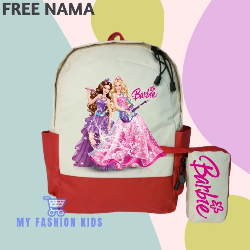 Jual Tas Ransel Backpack Anak Sekolah Custom Gambar Barbie Unisex (Free ...