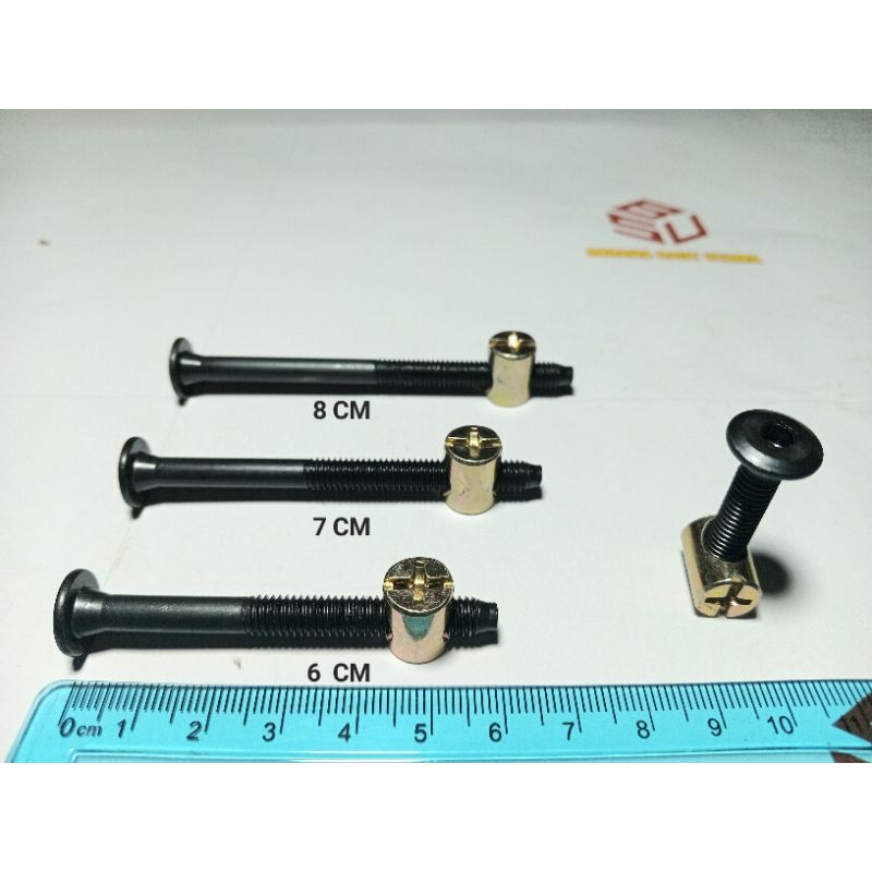 Jual Baut jcbc m6*60 - m6*80 Hitam + Mur Palu / Guling / Tanam kunci L4 ...