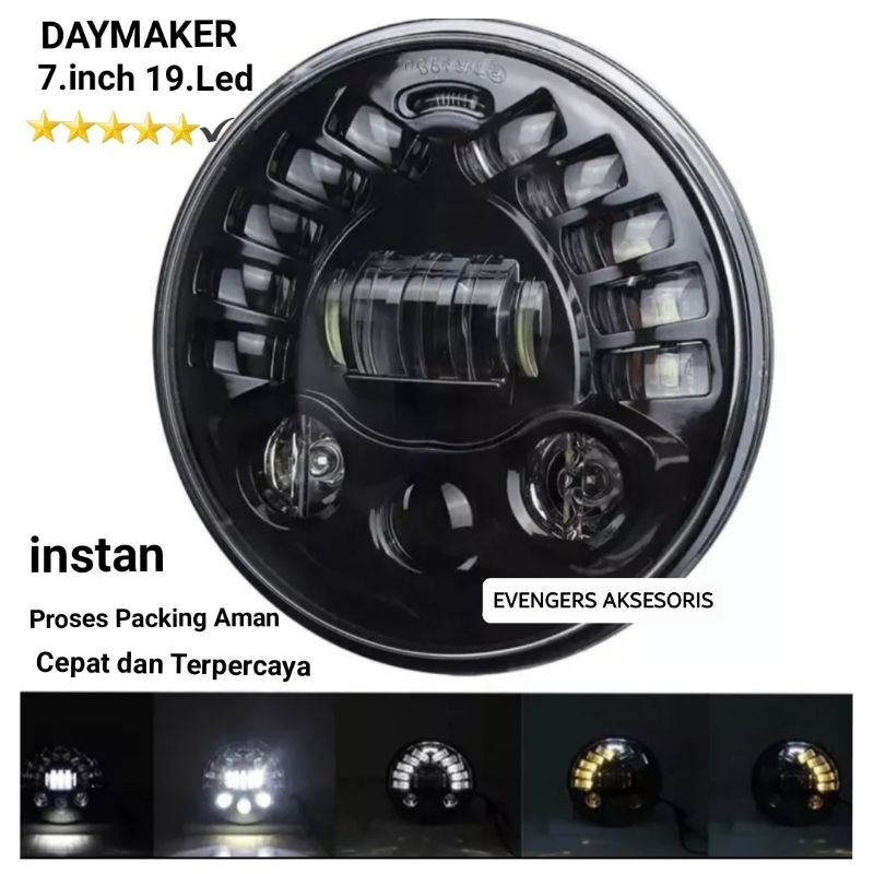 Jual LAMPU DEPAN DAYMAKER LED 7 INCH 19LED MOTOR NINJA/NINJA S/NINJA SS ...