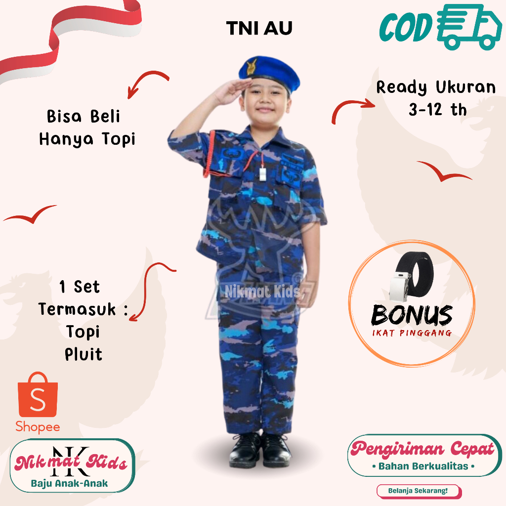Jual Baju tentara anak setelan angkatan udara seragam profesi anak ...