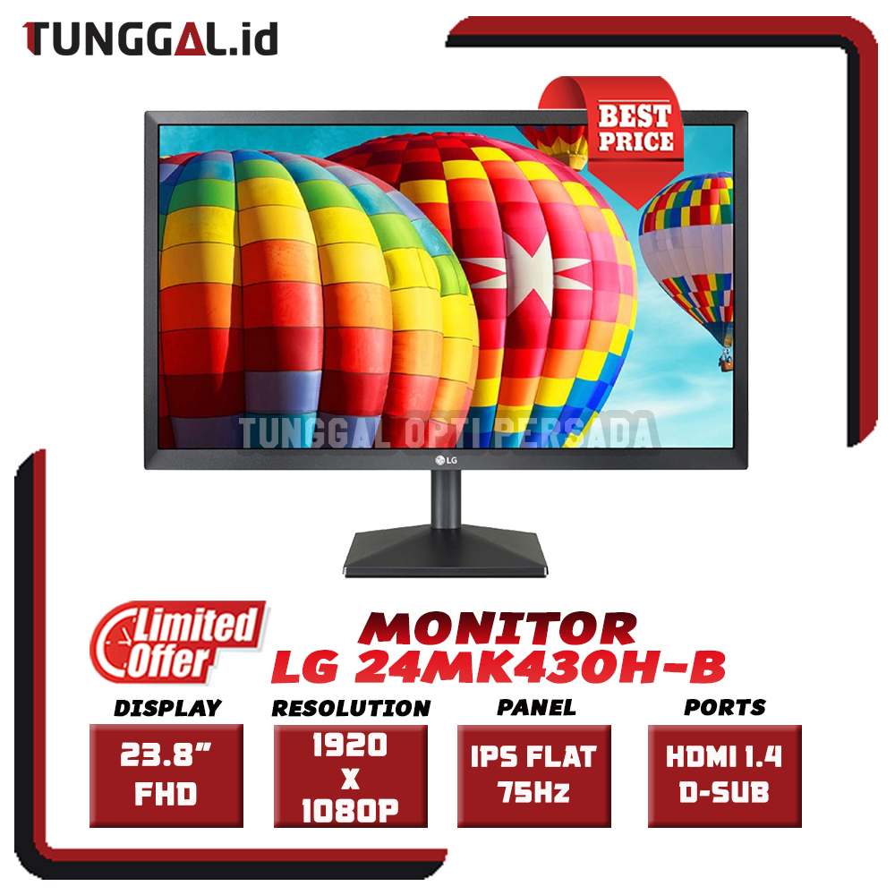 Jual MONITOR LED LG 24MK430H B 24" IPS FHD 75Hz FreeSync HDMI VGA | Shopee Indonesia