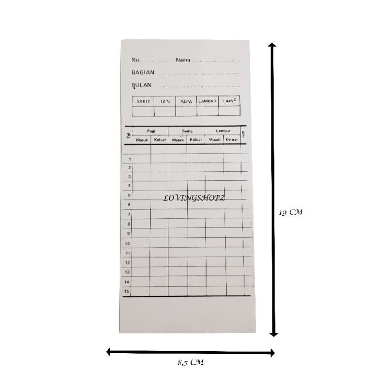 Jual 10 Lembar Kartu Absensi Amano Kertas Absensi Amano Kertas Absen ...
