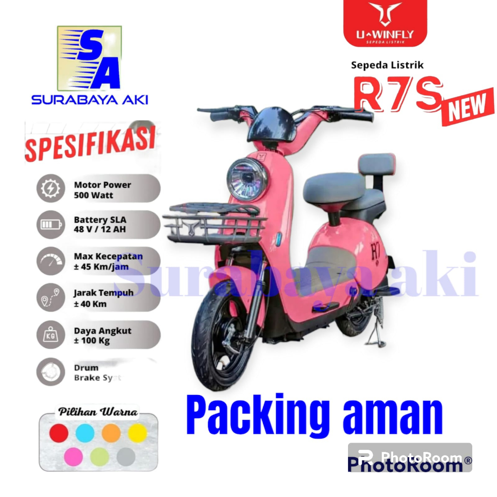 Jual SEPEDA LISTRIK REDFISH 7S UWINFLY TERBARU R7S AKI 48V 12AH SEPEDA ...