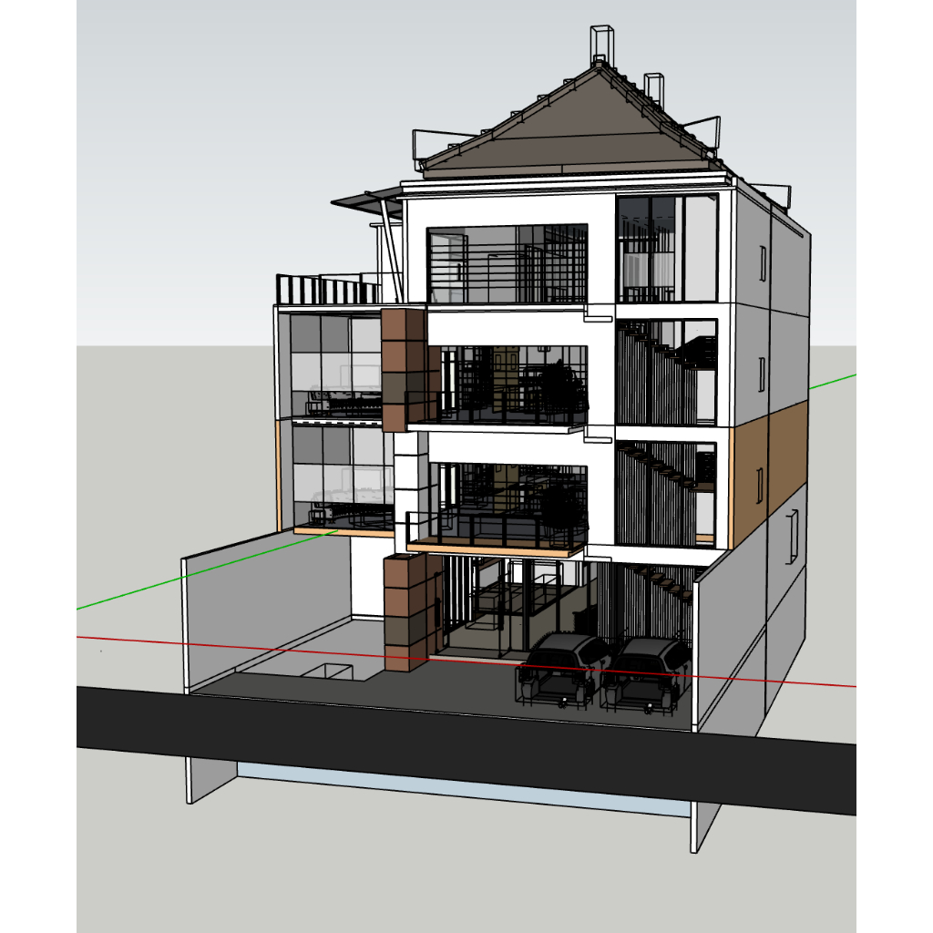 Jual Native File SketchUp - Gedung Kantor 4 Lantai + 1 basemen style ...