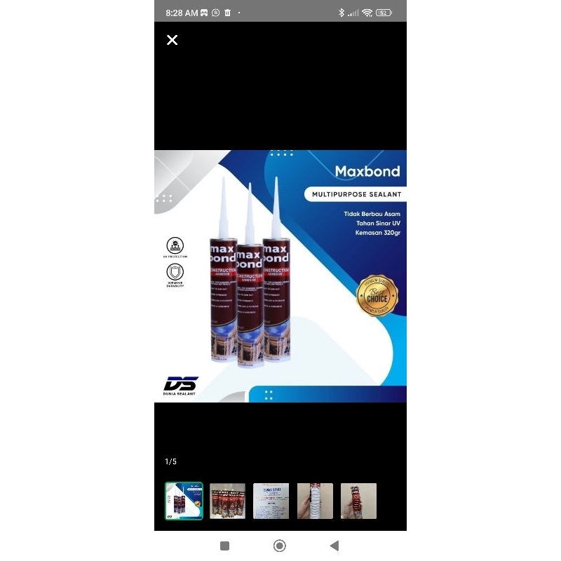 Jual (Ready Stok) Original Max Bond Sealant Lem Maxbond besi kaca ...