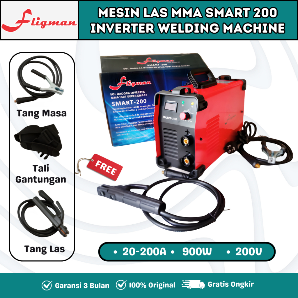 Jual Mesin Las Trafo MMA Smart 200 | Fligman Inverter Welding Machine | Original | Shopee Indonesia
