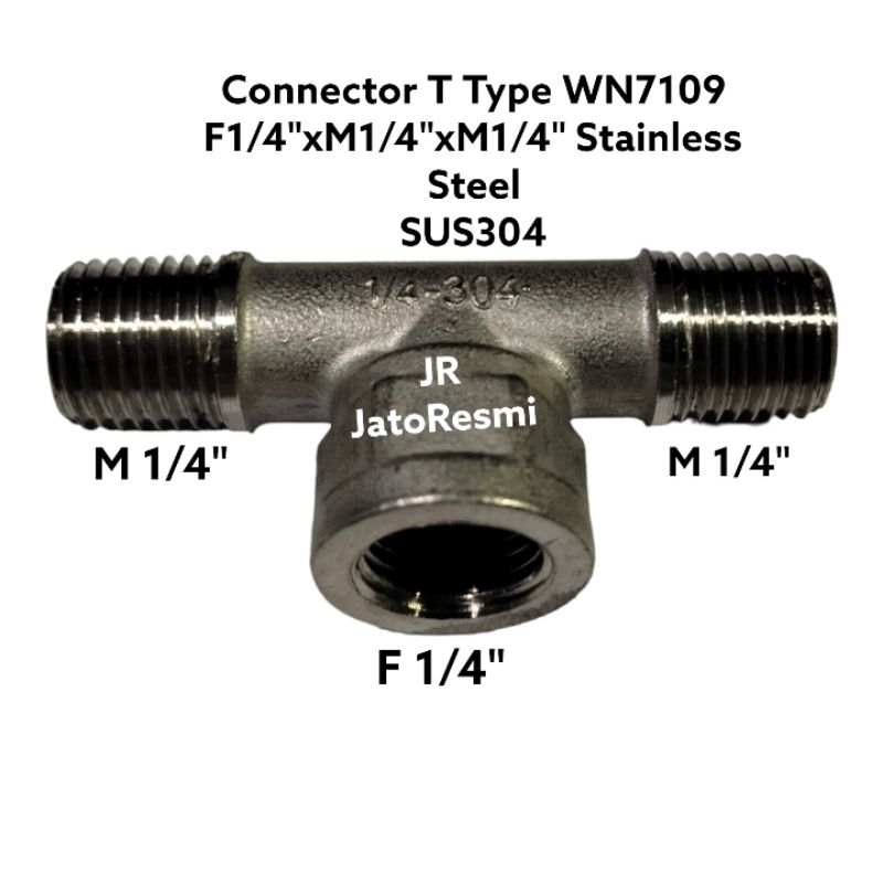 Jual Connector T Type F1/4"xM1/4"xM1/4" Stainless Steel SUS304 Tee Konektor | Shopee Indonesia
