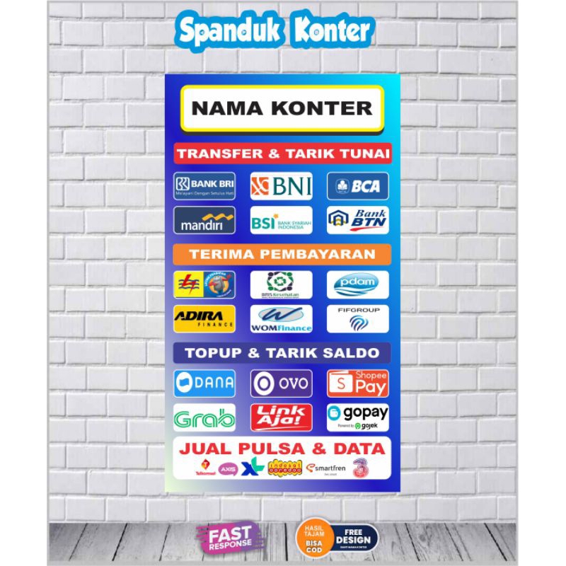 Jual Spanduk konter Transfer/ Top up custom design beli 1 dpt 2 pcs | Shopee Indonesia