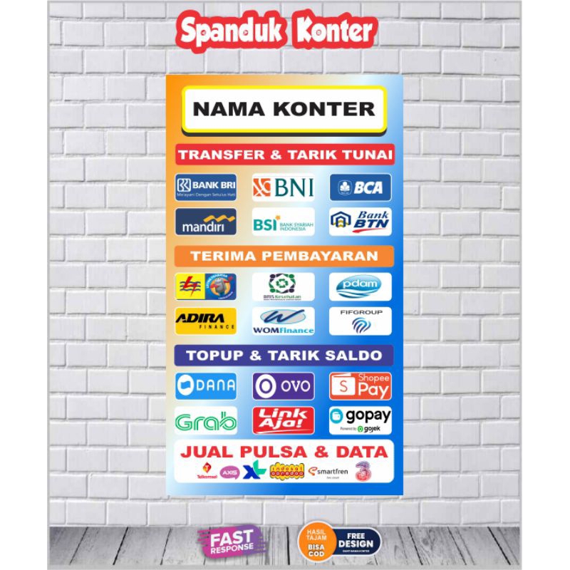 Jual Spanduk konter Transfer/ Top up custom design beli 1 dpt 2 pcs | Shopee Indonesia