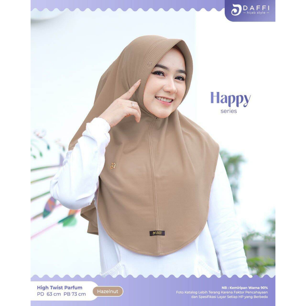 Jual HAPPY Daffi Hijab Instan Bergo Jilbab Polos Aksen Mini Logo emas ...