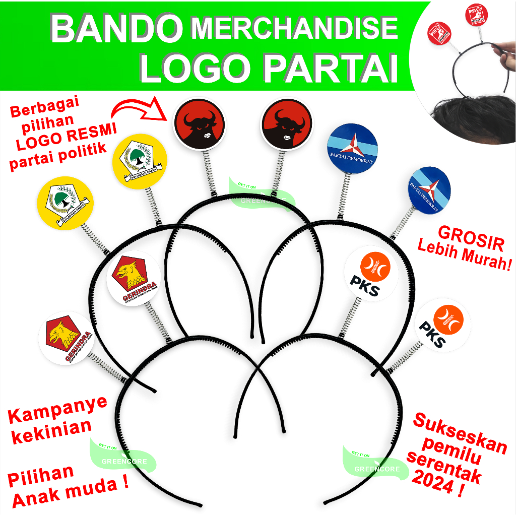 Jual bando tuing tuing logo partai custom pemilu 2024 atribut souvenir ...