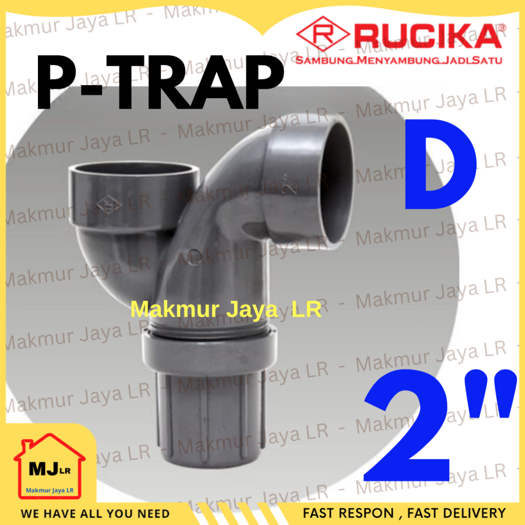 Jual P Trap 2" 2 inch PVC RUCIKA Tipe D Leher Angsa Gulu Banyak P-Trap ...