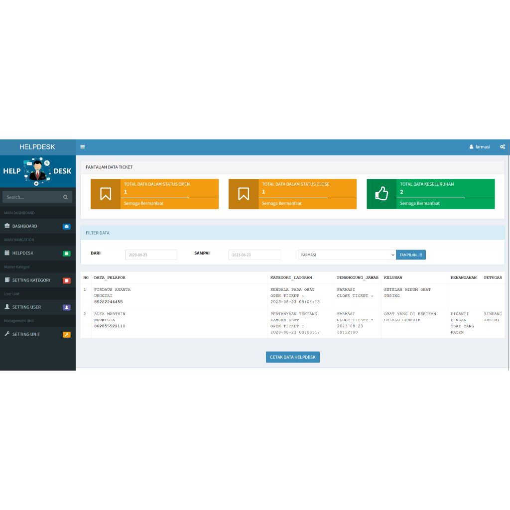 Jual Resmi pembuat Source code aplikasi Helpdesk atau Pengaduan bisa ...