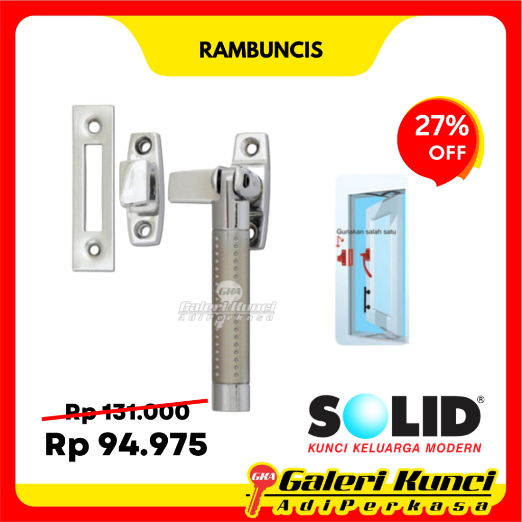 Jual Rambuncis SOLID SLD 62.09 CHR SN Pengunci Grendel Jendela Kayu ...