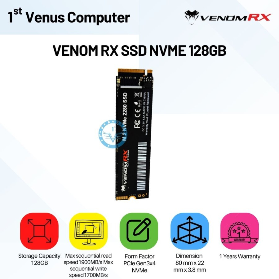 Jual SSD NVME 128GB VENOM RX SSD M.2 NVME 128GB BUKAN SATA / MEM08-VNM ...