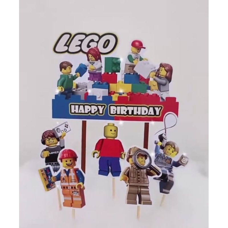Jual TOPPER KUE LEGO/ CAKE TOPPER happy birthday LEGO Hiasan Kue Ulang ...