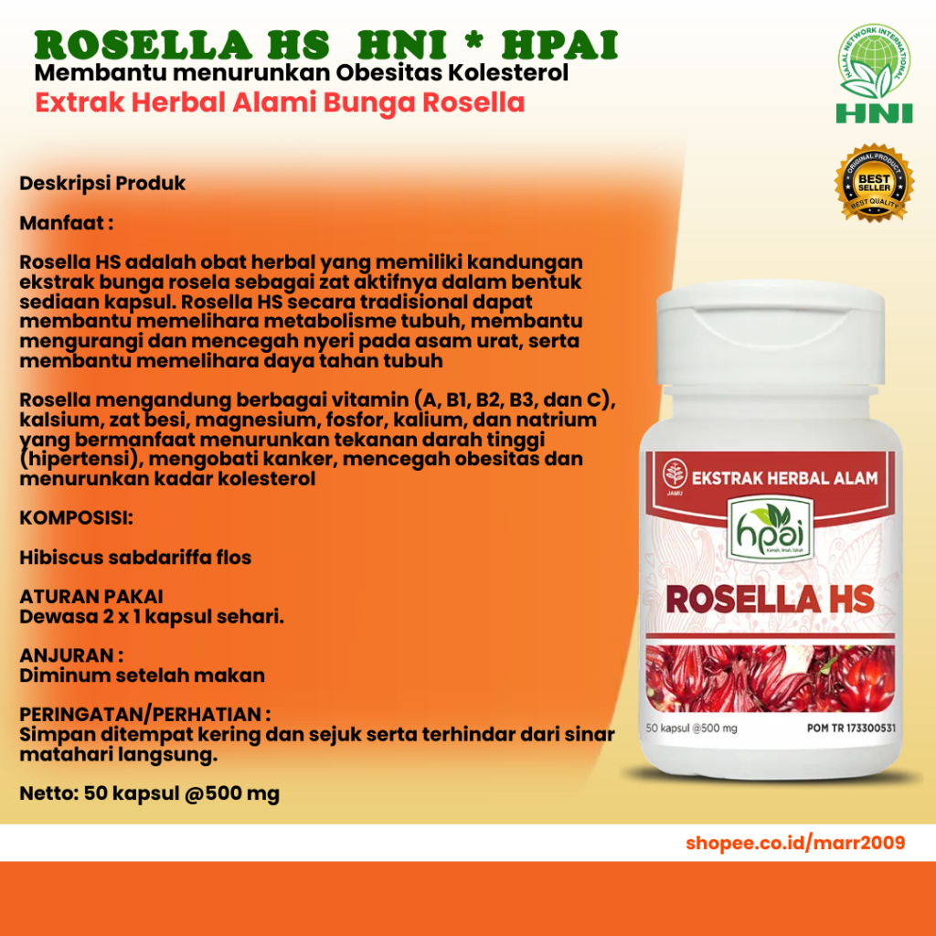 Jual ROSELLA HS - Obat Herbal Hipertensi Obesitas Kolesterol - Asam ...