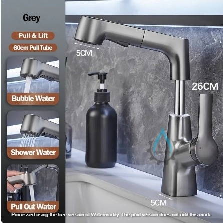 Jual Kran wastafel sink Tarik Grey tebal mixer keran air cuci tangan ...