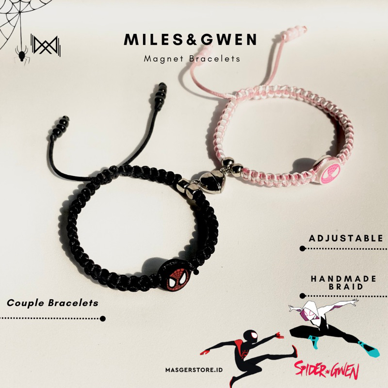Jual Gelang Couple Magnet Spiderman Pria Wanita Miles Gwen - Handmade ...