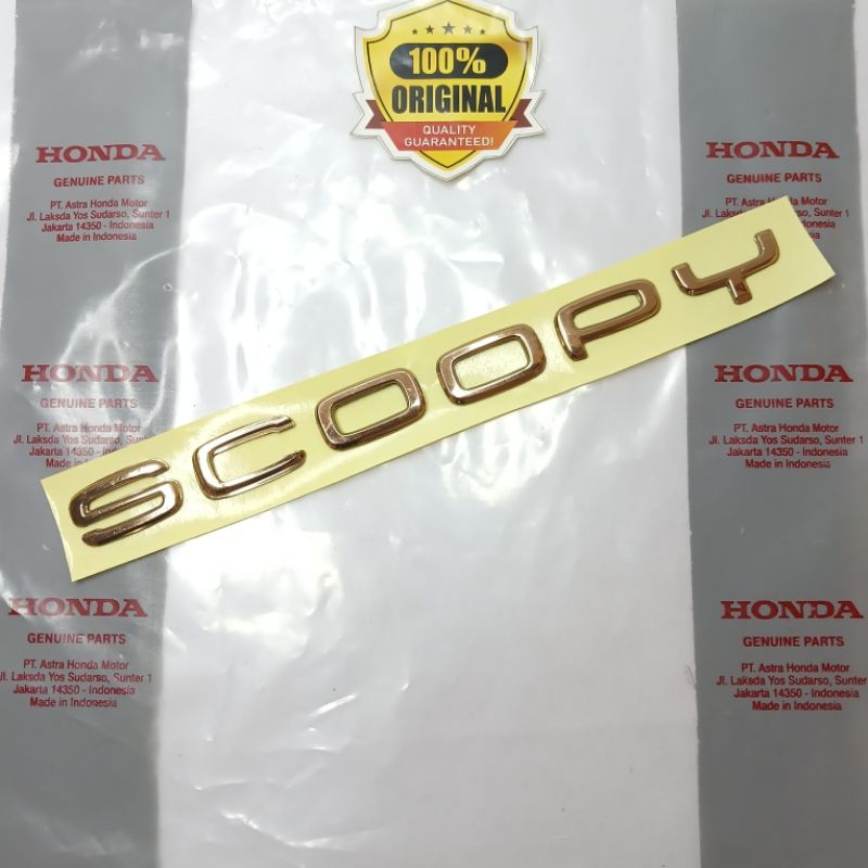 Jual emblem tulisan SCOOPY prestige terbaru GOLD TEMBAGA 2022 kode part ...