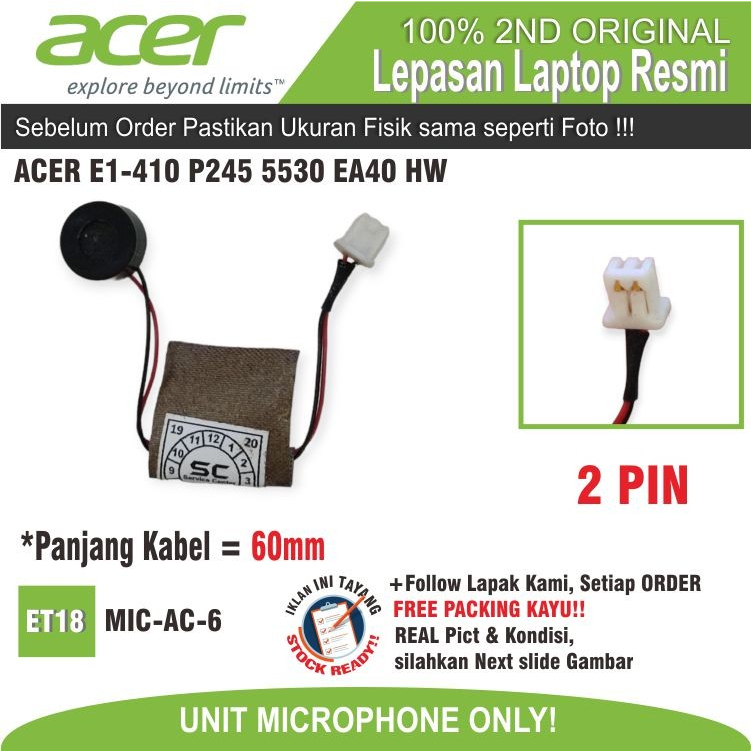 Jual ET18 MIC-AC-6 Microfone MIC SUARA LAPTOP ACER E1-410 P245 5530 ...