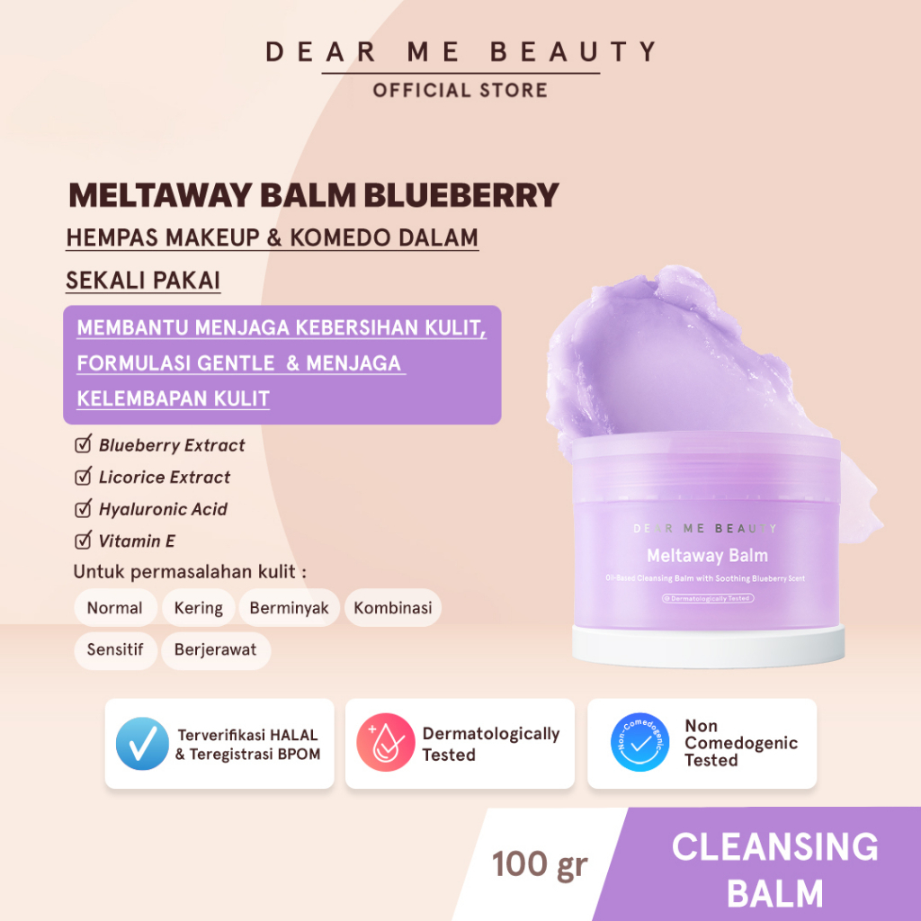 Jual Dear Me Beauty Cleansing Balm - Meltaway Balm Blueberry ...