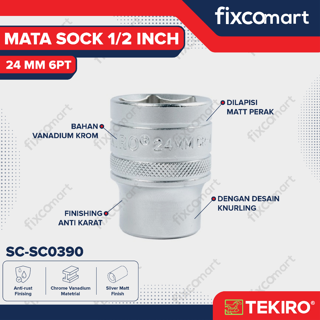 Jual Tekiro Mata Sock 1/2 Inch 24 mm 6PT | Shopee Indonesia